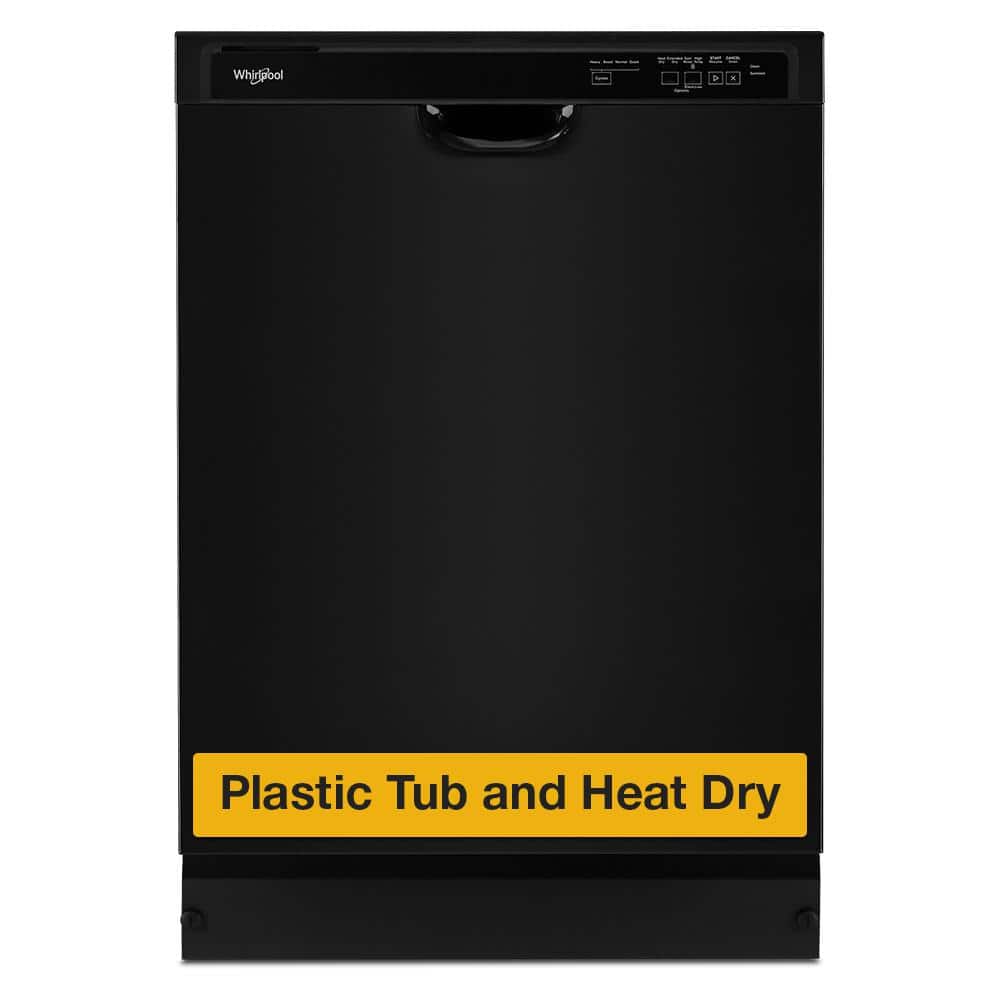 Whirlpool 24 in. Front Built-In Tall Tub Dishwasher in Black with 4 ...