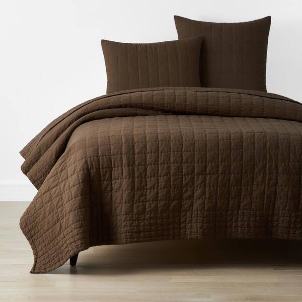 The Company Store Legends Hotel Box Stitch Brown Geometric Twin Cotton Quilt 51252Q-T-BROWN ...