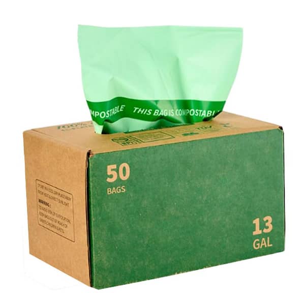 Justincity 13 Gal. Compostable Trash Bags 50-Count Biodegradable Heavy ...