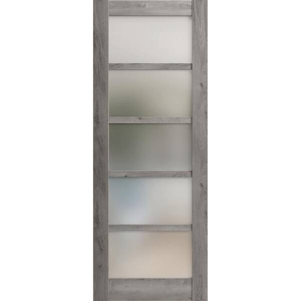 Sartodoors 42 in. x 44 in. Solid MDF Frosted glass Nebraska Grey ...