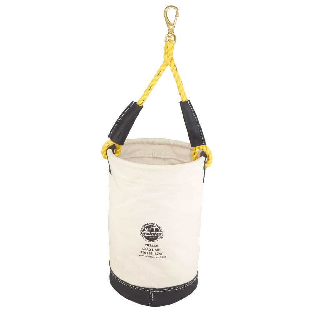 Graintex 12 in. Utility Canvas Tool Bucket Leather Bottom in White with ...