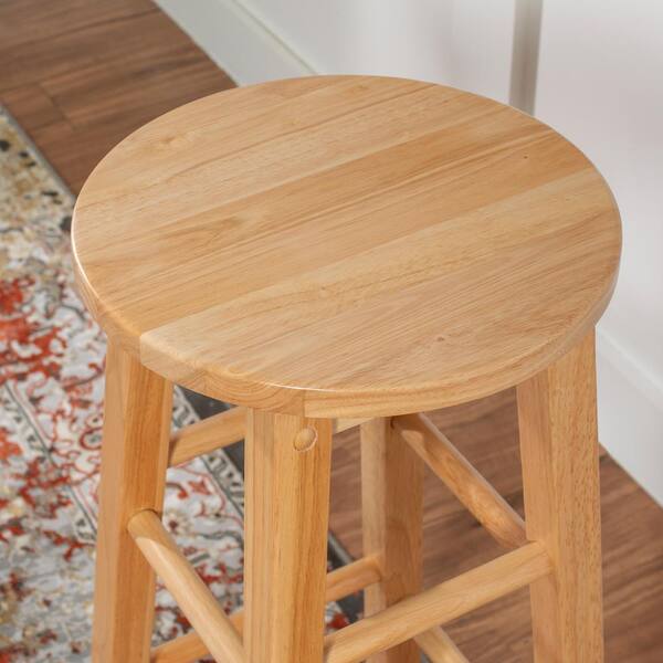 Linon Home Decor Lopes 29 in. Natural Backless Wood Bar Stool with Wood Seat 98101NAT 01 KD The Home Depot