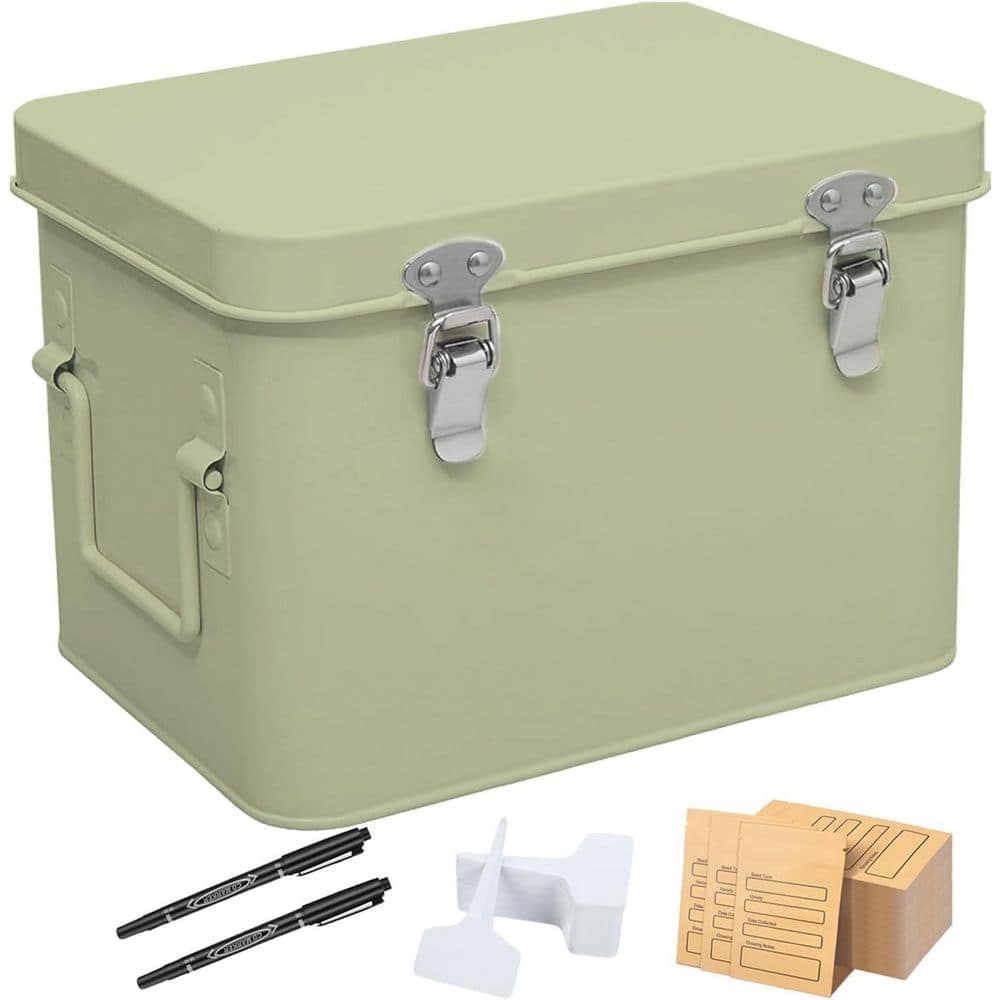 Phewnyzo Seed Storage Box with Dividers Durable Metal Organizer ...