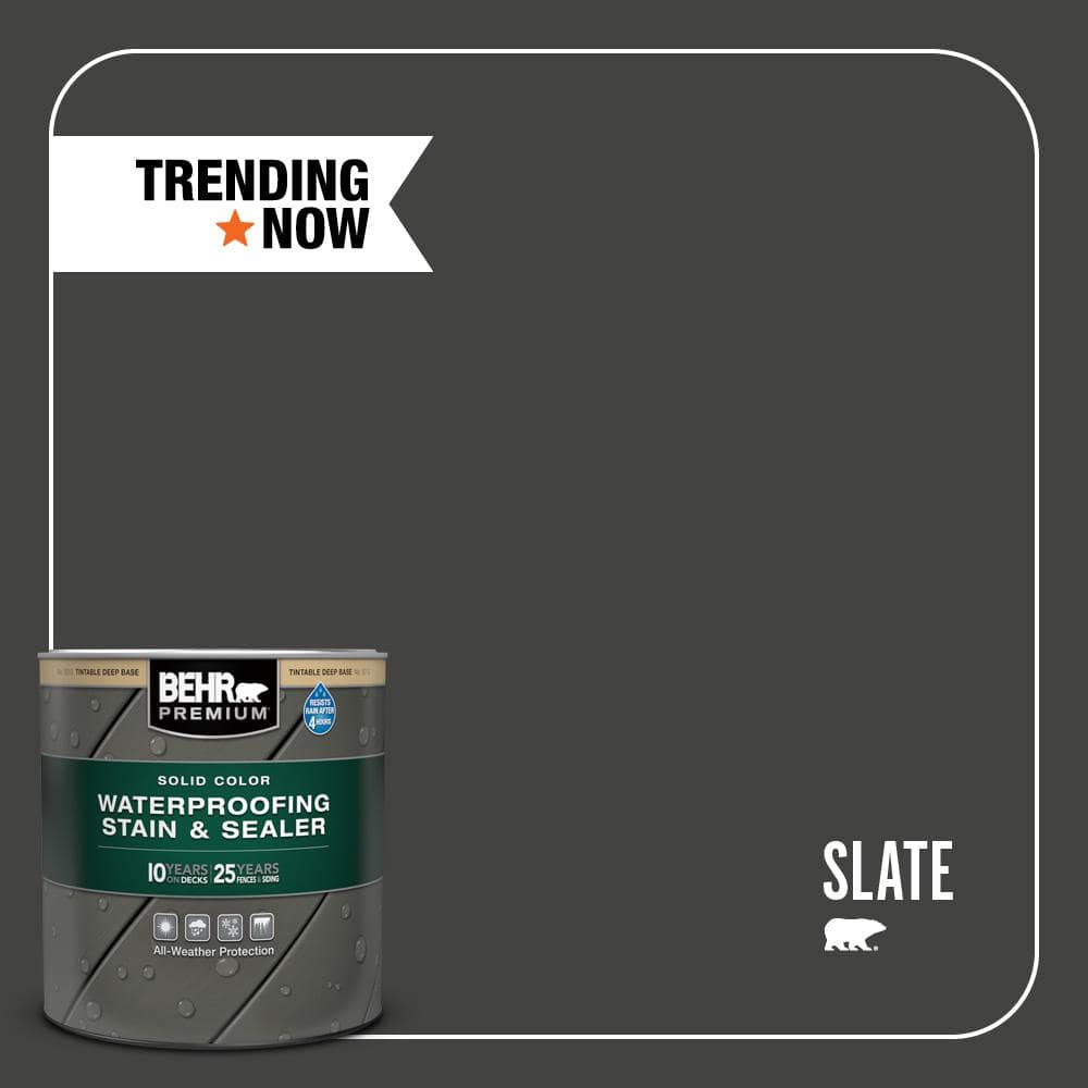 BEHR PREMIUM 1 qt. #SC-102 Slate Solid Color Waterproofing Exterior ...