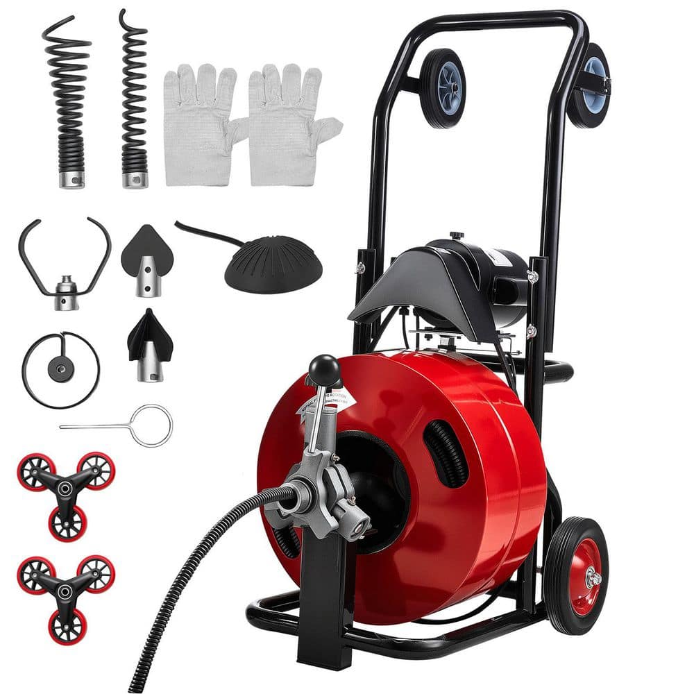 SKYSHALO Drain Cleaner Machine 100 ft. x 3/4 in., Auto Feed Sewer Snake ...