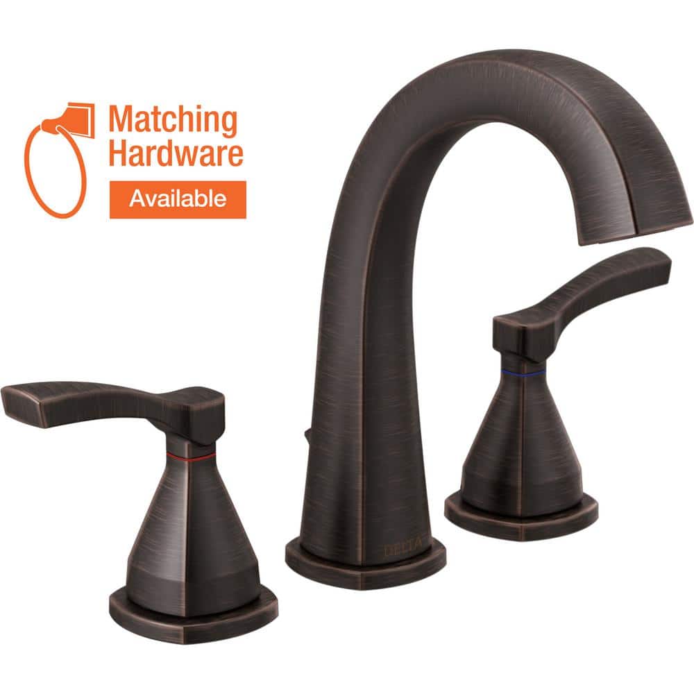 Delta Stryke 8 in. Widespread 2-Handle Bathroom Faucet with Metal Drain Assembly in Venetian ...