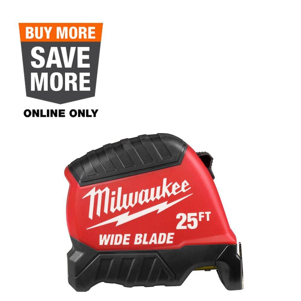 Milwaukee 25 ft. Wide Blade Tape Measure With 18 ft. Reach 48-22-1225 ...