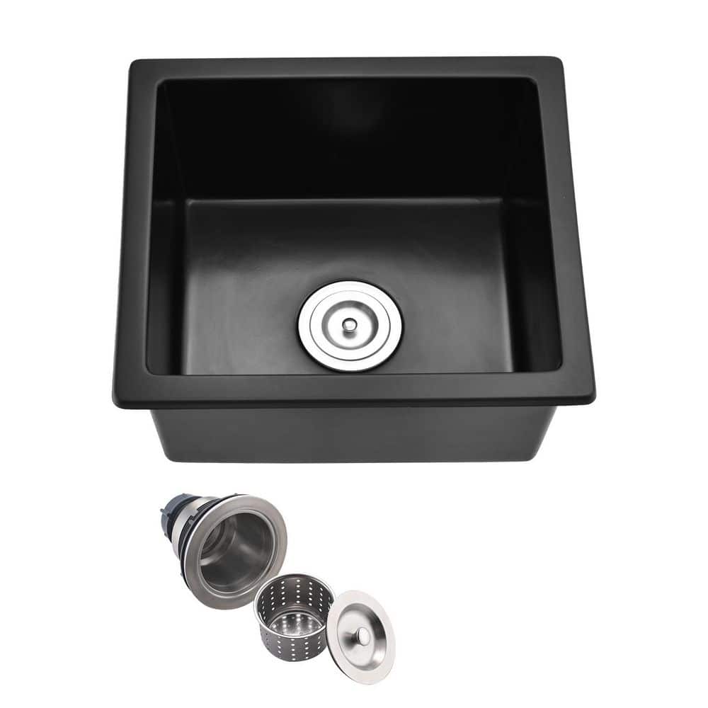LANDOLT 18 in. Undermount Single Bowl Matte Black Quartz Kitchen Sink ...
