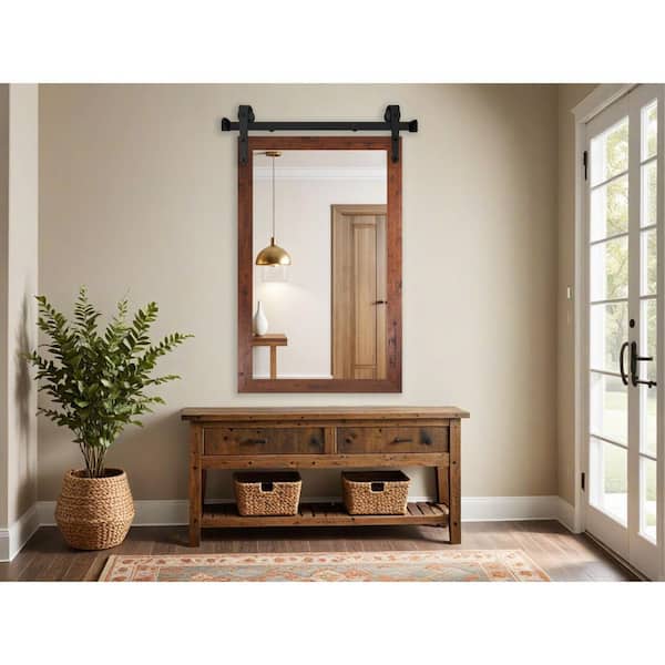 Rayne Mirrors (33 in. W x 50 in. H) Dark Brown Modern Rustic Vertical ...