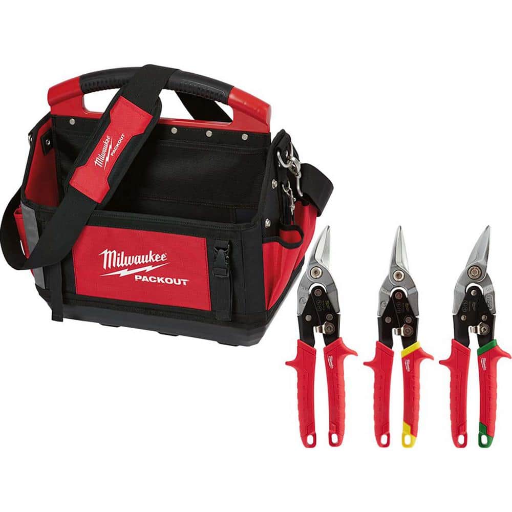Milwaukee 15 in. PACKOUT Tote with Aviation Snips (3-Pack) 48-22-8315 ...
