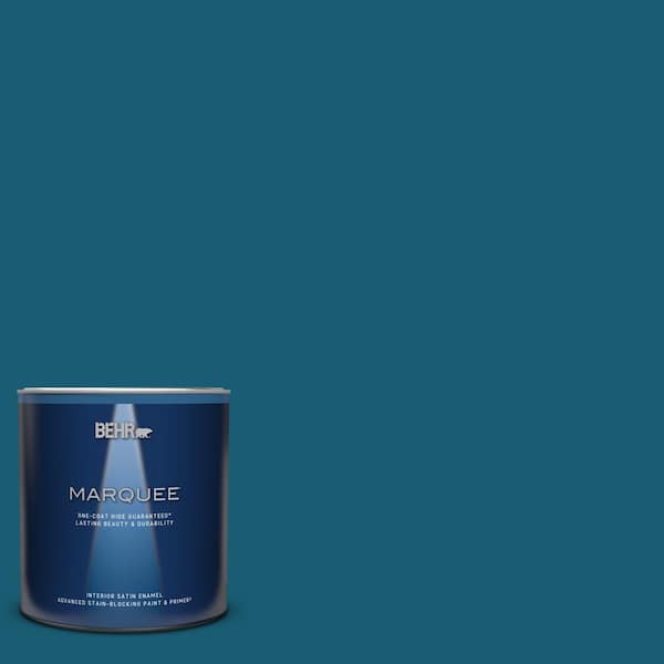 BEHR MARQUEE 1 qt. #540D-7 Deep Blue Sea Satin Enamel Interior Paint ...
