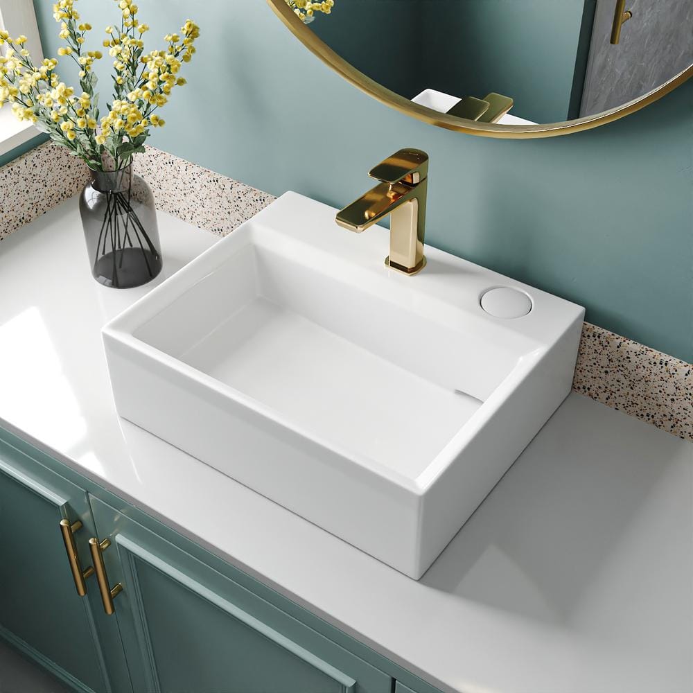 Deervalley Apex White Ceramic Rectangular Vessel Bathroom Sink Not