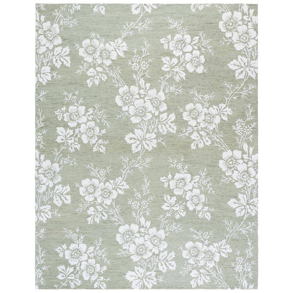 SAFAVIEH Glamour 8 ft. x 10 ft. Sage/Ivory Solid Floral Area Rug ...