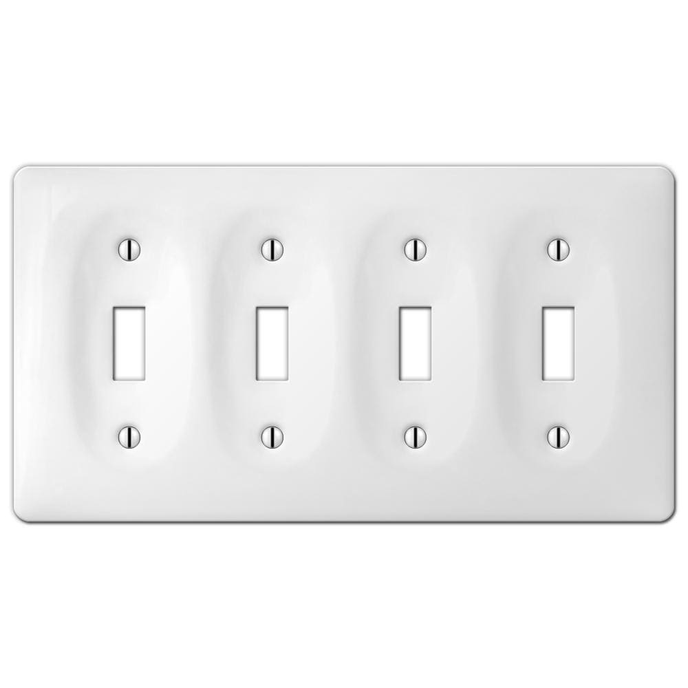 AMERELLE Allena 4 Gang Toggle Ceramic Wall Plate - White 3020T4W - The ...