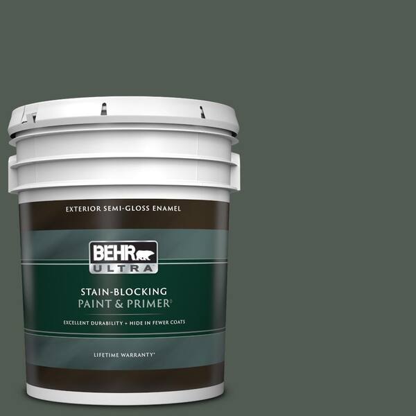 BEHR ULTRA 5 gal. #N420-7 Alpine Trail Semi-Gloss Enamel Exterior Paint ...