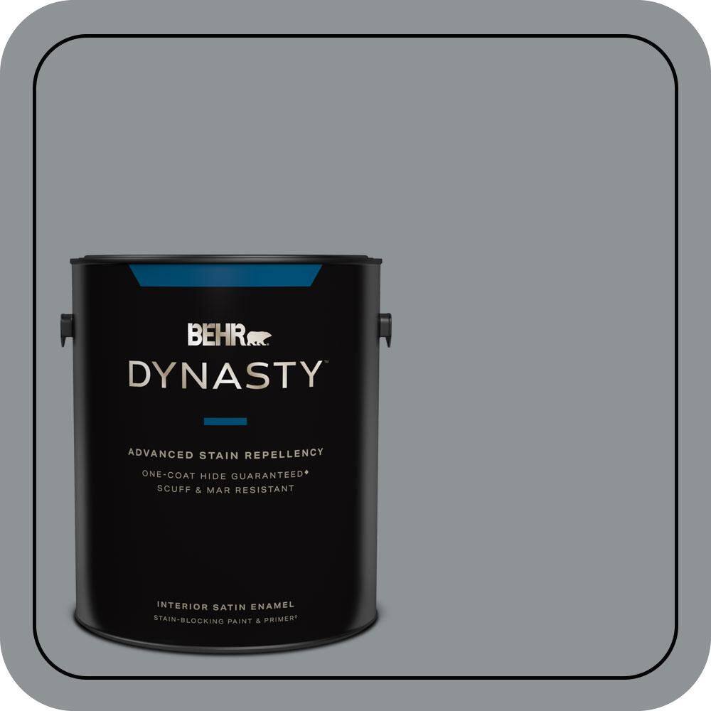 BEHR DYNASTY 1 gal. #PPU26-05 Flint Gray Satin Enamel Interior Stain ...