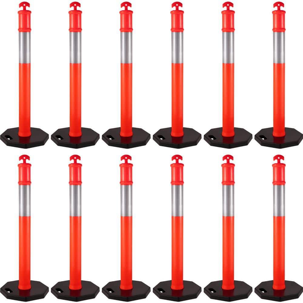 SKYSHALO 12-Pack Traffic Delineator Posts 44 in. Height, Channelizer ...