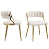 Uixe Modern Ivory Velvet Upholstered Cutout Back Dining Chair with ...