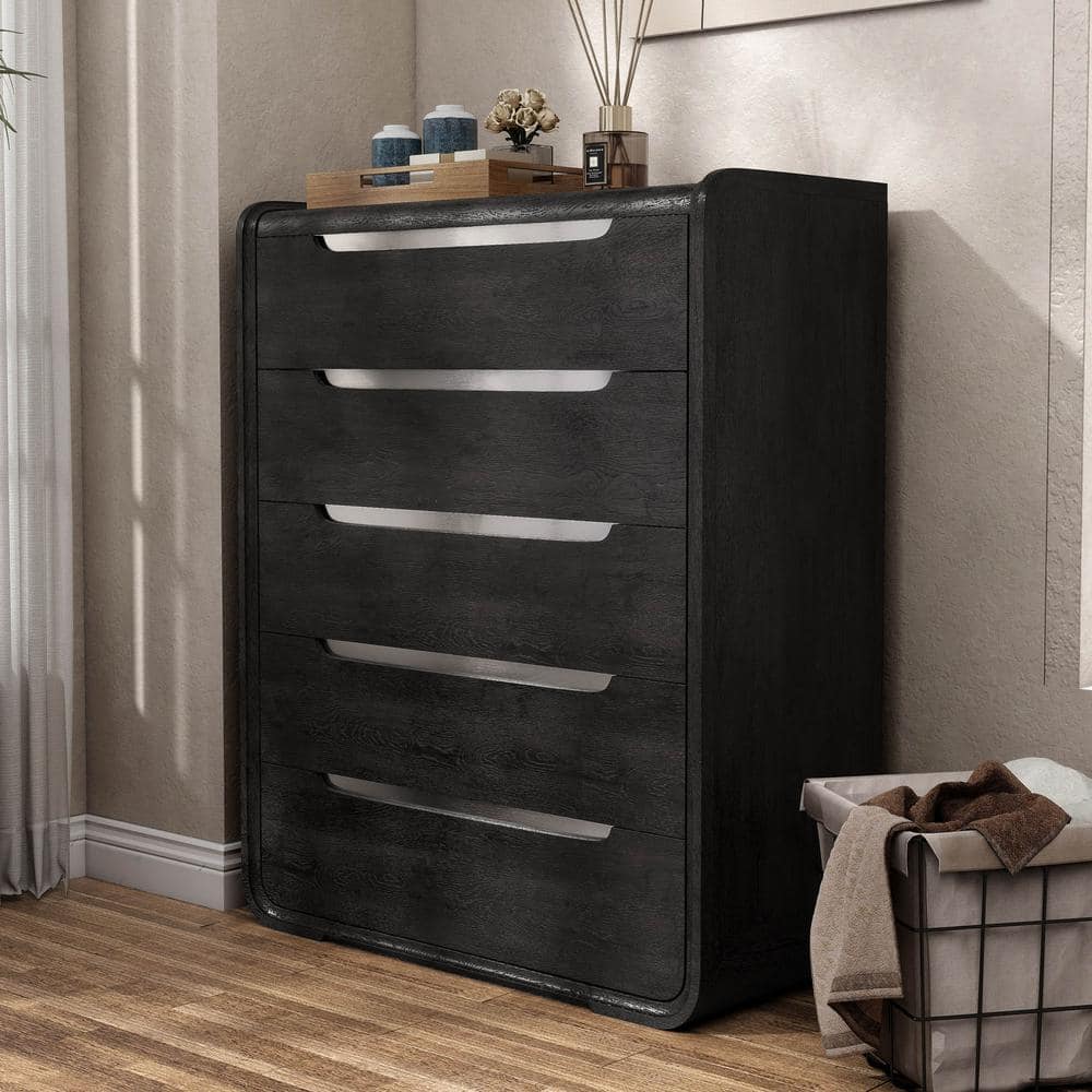 Furniture of America Wilter Black 5-Drawer 40 in. Chest of Drawers with ...