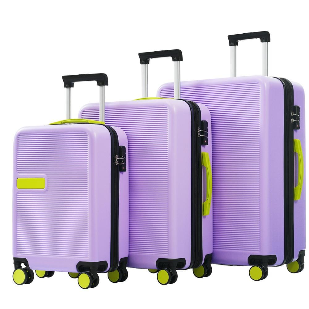 Merax 3-Piece Purple Expandable ABS Hardshell Spinner 20 in. 24 in. 28 ...