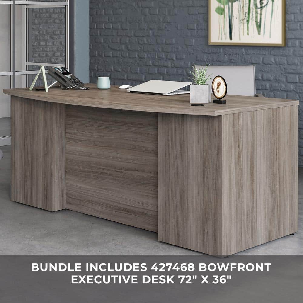 OFFICE WORKS BY SAUDER Affirm 71.102 in. 36 in. D, Hudson Elm Bowfront ...