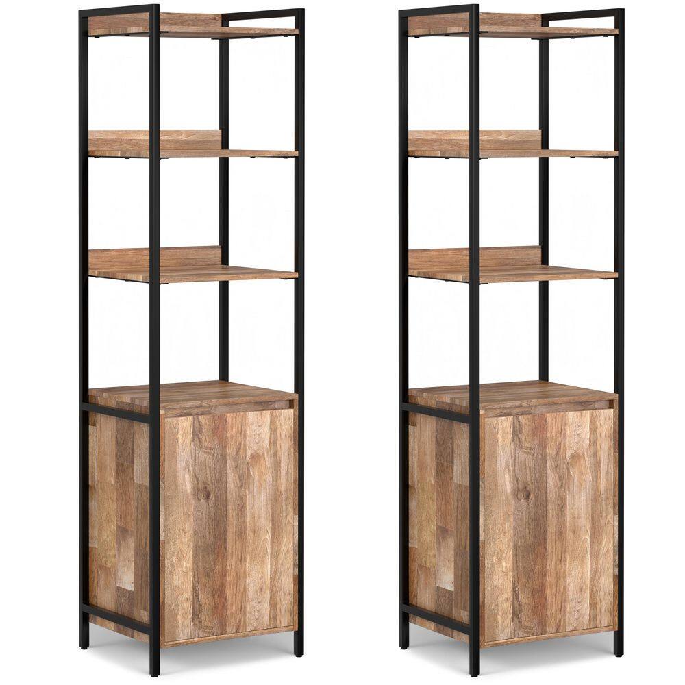 Simpli Home Kelsey 20 in. Tall Solid Mango Wood 5 Shelf Bookcase with ...