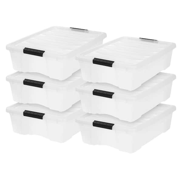 IRIS 26.9 Qt. Stack and Pull Box in Pearl (6-Pack) 585066 - The Home Depot