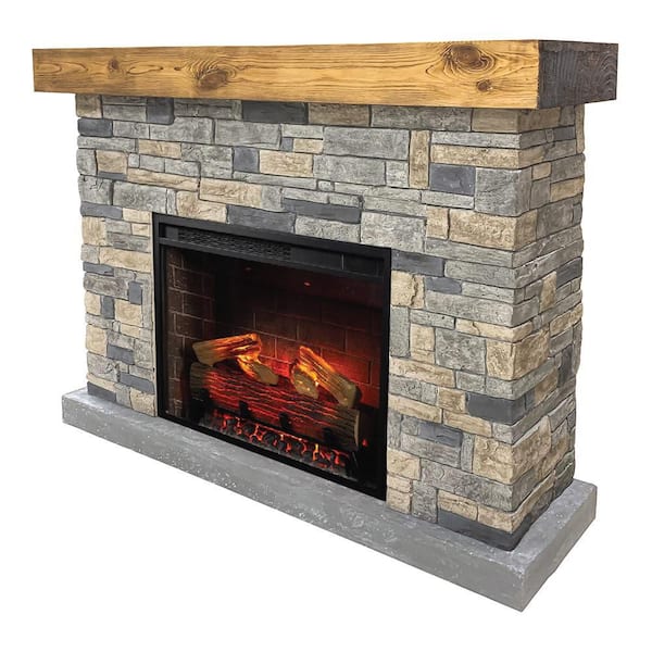 COUNTRY LIVING Dixson 55 in. Freestanding Stone Electric Fireplace ...