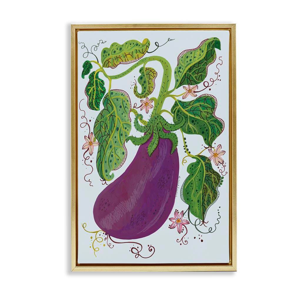 Stupell Industries Whimsical Detail Eggplant by Kay Widdowson Gold ...
