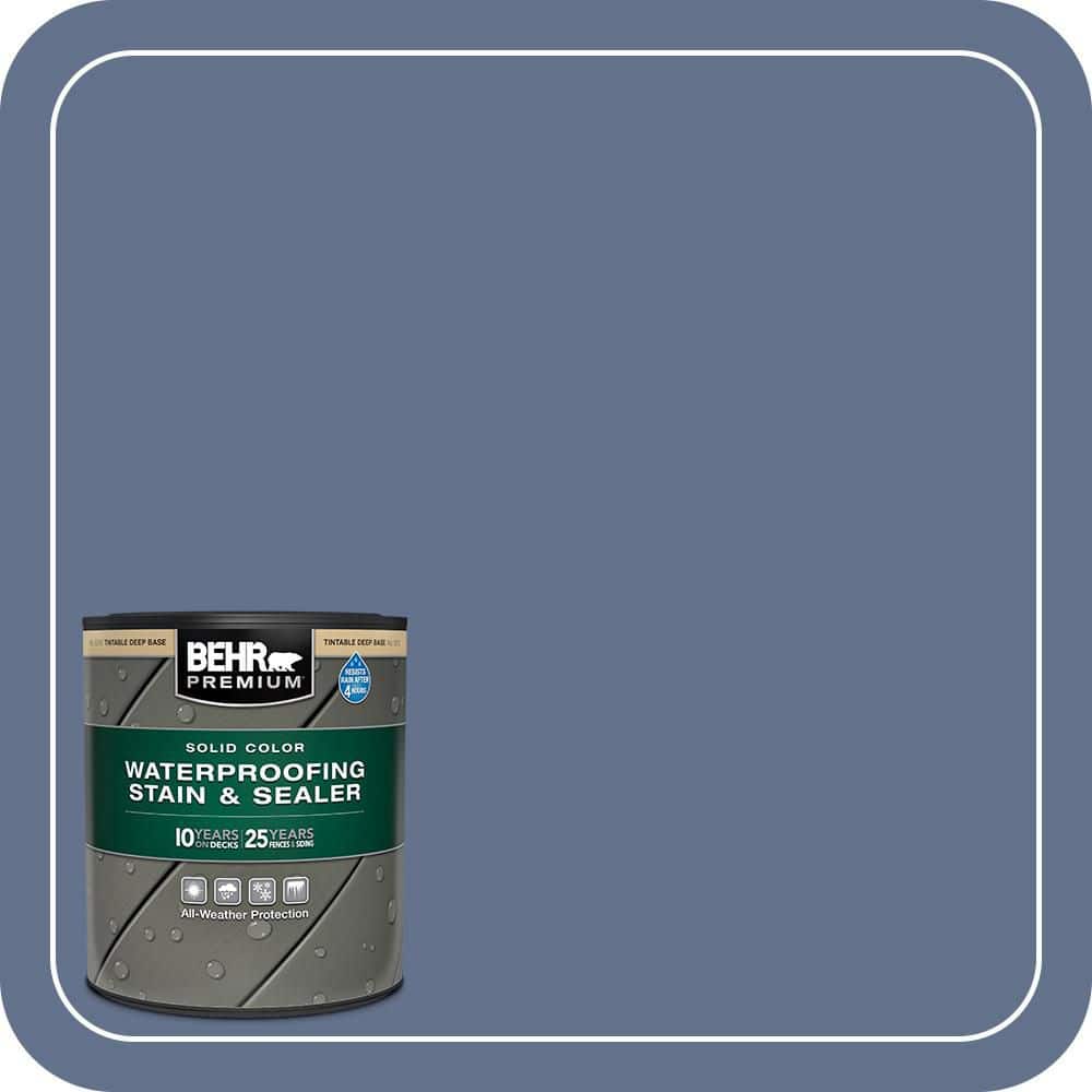 BEHR PREMIUM 1 qt. #600F-6 Atlantic Blue Solid Color Waterproofing ...