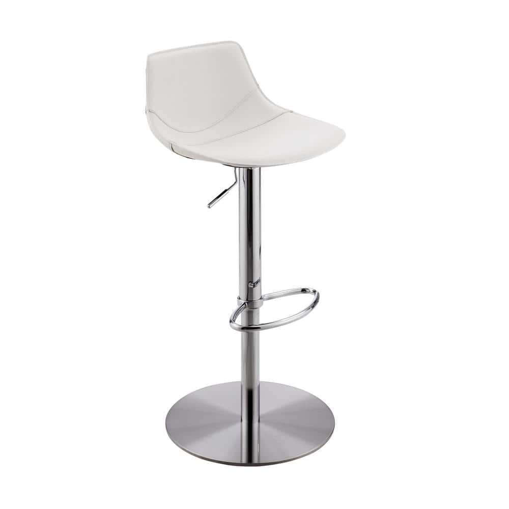 Eurostyle Rudy White Adjustable Swivel Bar/Counter Stool with Brushed ...