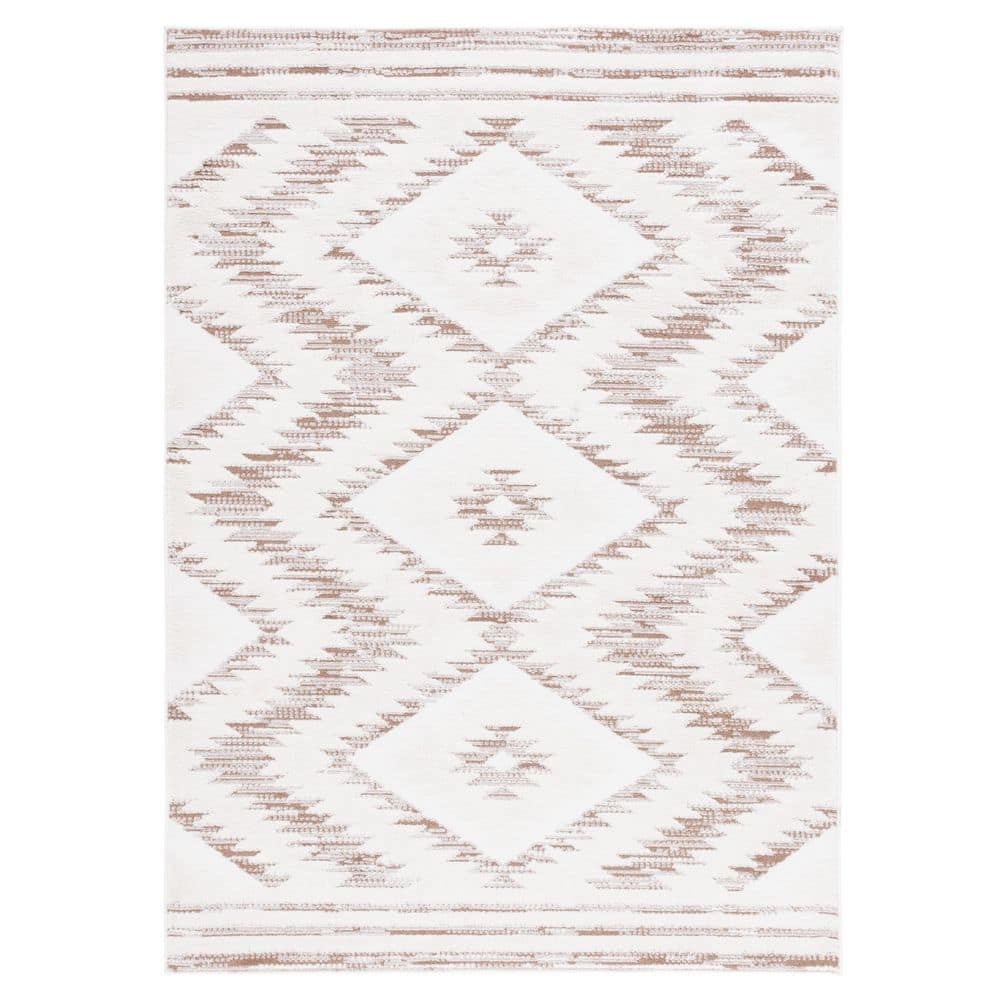 SAFAVIEH Alamo 5 ft. x 8 ft. Ivory/Taupe Aztec Diamond Area Rug ALM737T ...