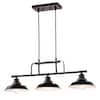 3-Light Indoor Matte Black Kitchen Island Pendant Light with Metal ...