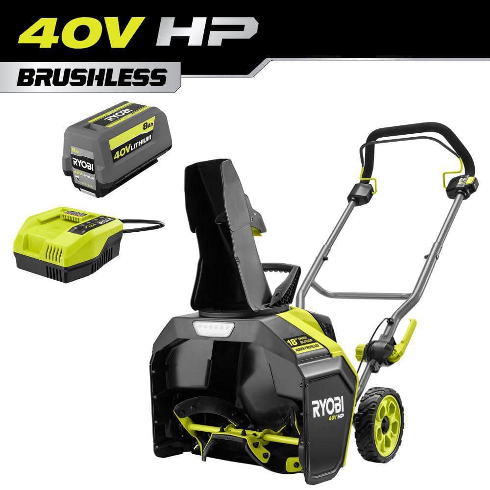 RYOBI 40V HP Brushless 18 in. Single-Stage Cordless Electric Auger ...