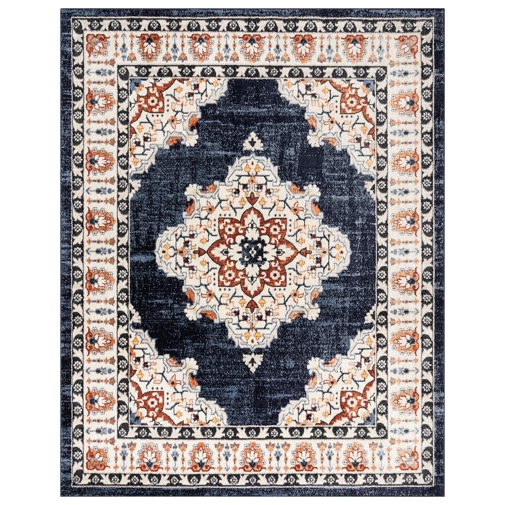 Gertmenian Alor Khelo Blue 5 ft. x 7 ft. Oriental/Medallion Indoor Area ...