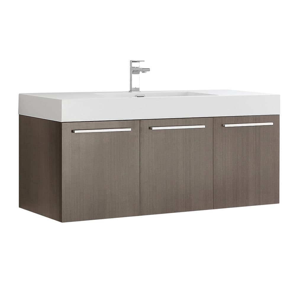 Fresca Vista 48 in. Modern Wall Hung Bath Vanity in Gray Oak with ...