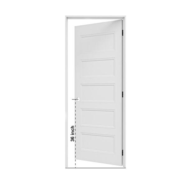 EH PUERTA 28 in. x 80 in. 5-Panel Right-Handed Painted Solid Core Wood ...