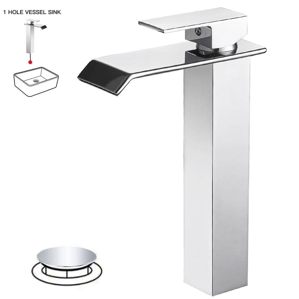 BWE Single Hole Single Handle Bathroom Vessel Sink Faucet With Pop Up ...