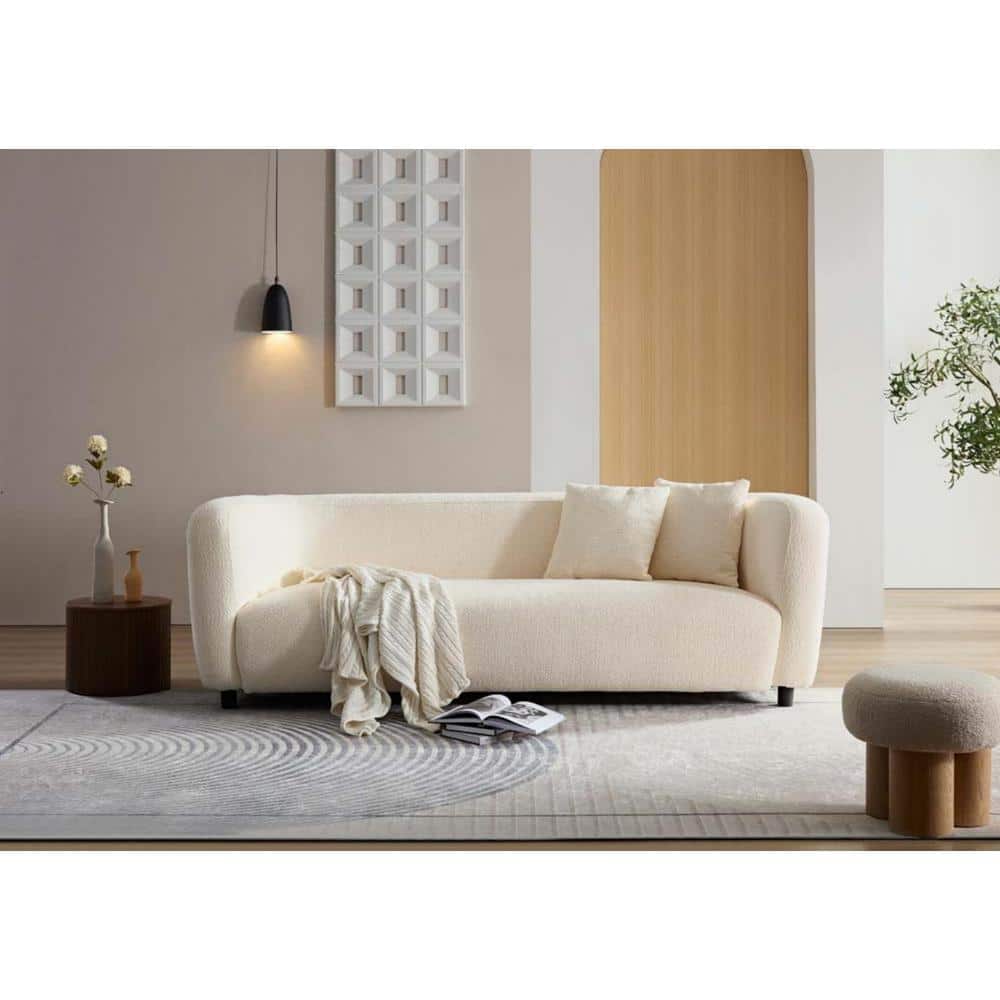 wetiny 34.65 in. Slope Arm Fabric Rectangle Sofa in. White W2085136666 ...