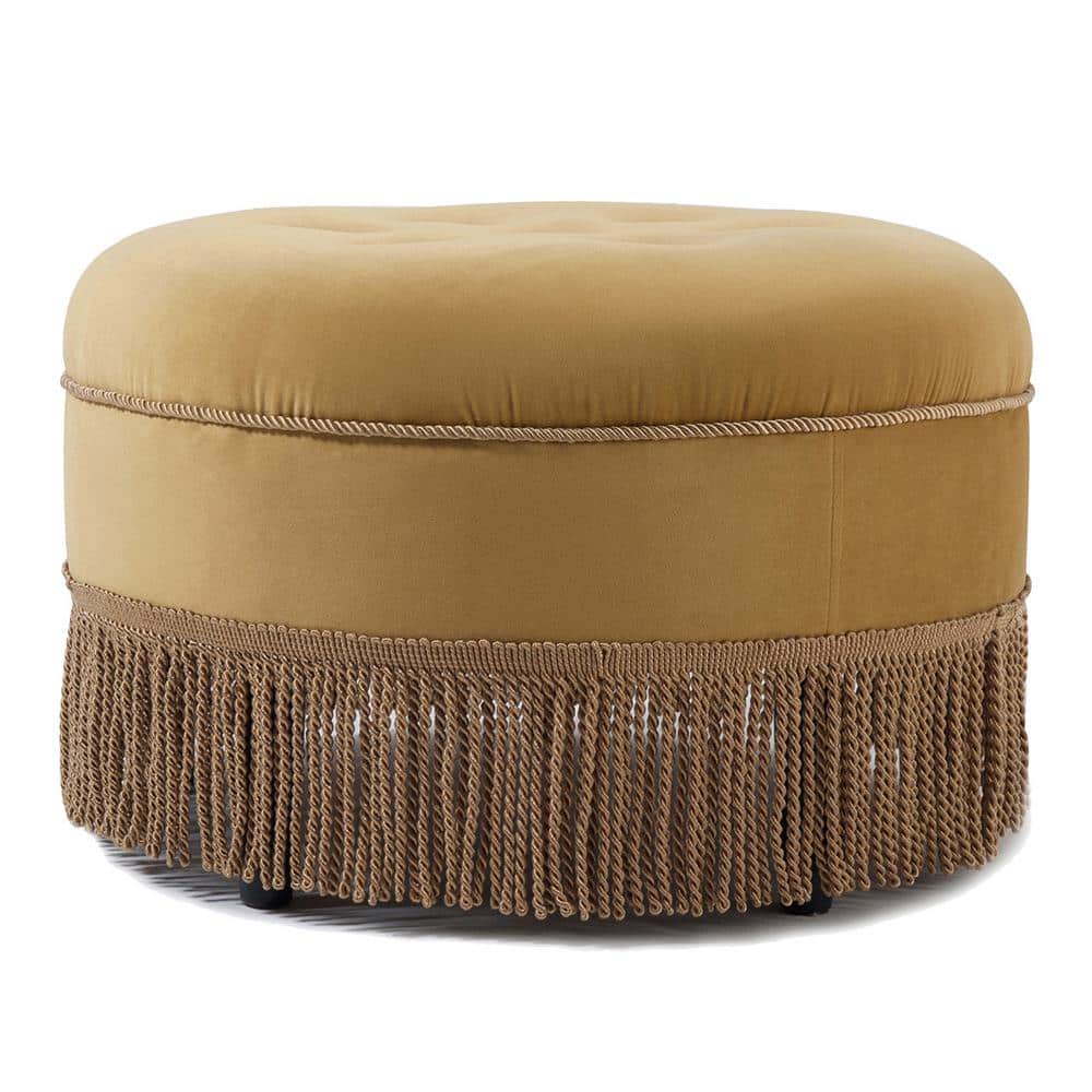 Jennifer Taylor Yolanda Gold Yellow Velvet Ottoman 2345-959 - The Home ...