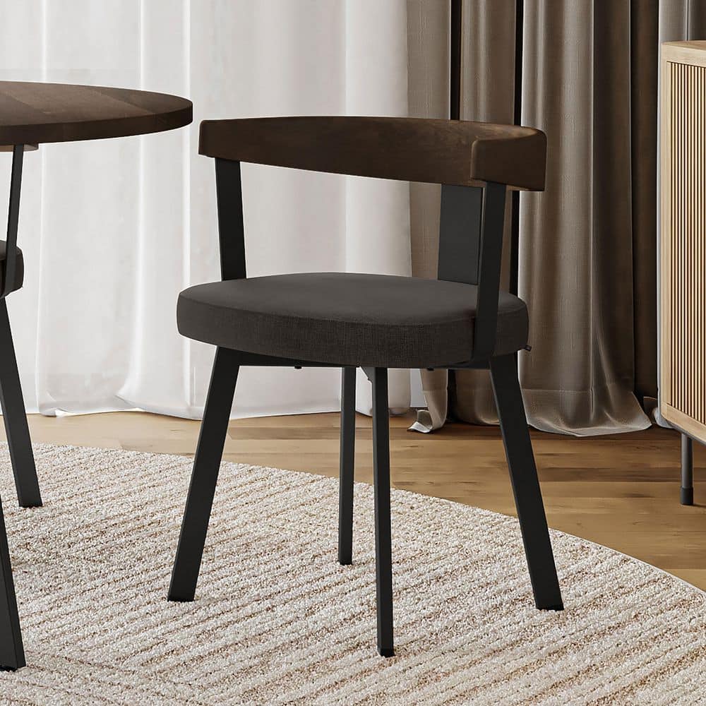 Amisco Lars Charcoal Grey Polyester / Black Metal Upholstered Dining ...