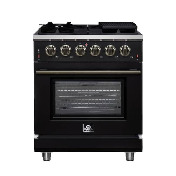 Forno Massimo 30 in. Black Freestanding Gas Range, 5 Burners, True ...