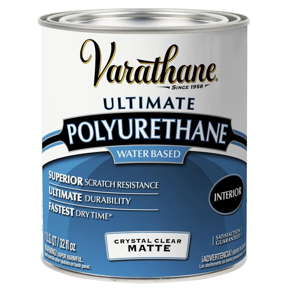 Varathane 1 qt. Clear Matte Water-Based Interior Polyurethane 262074 ...