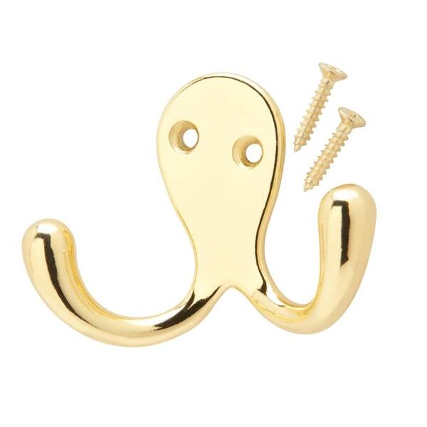 Everbilt Bright Brass Double Robe Hook 15081 - The Home Depot