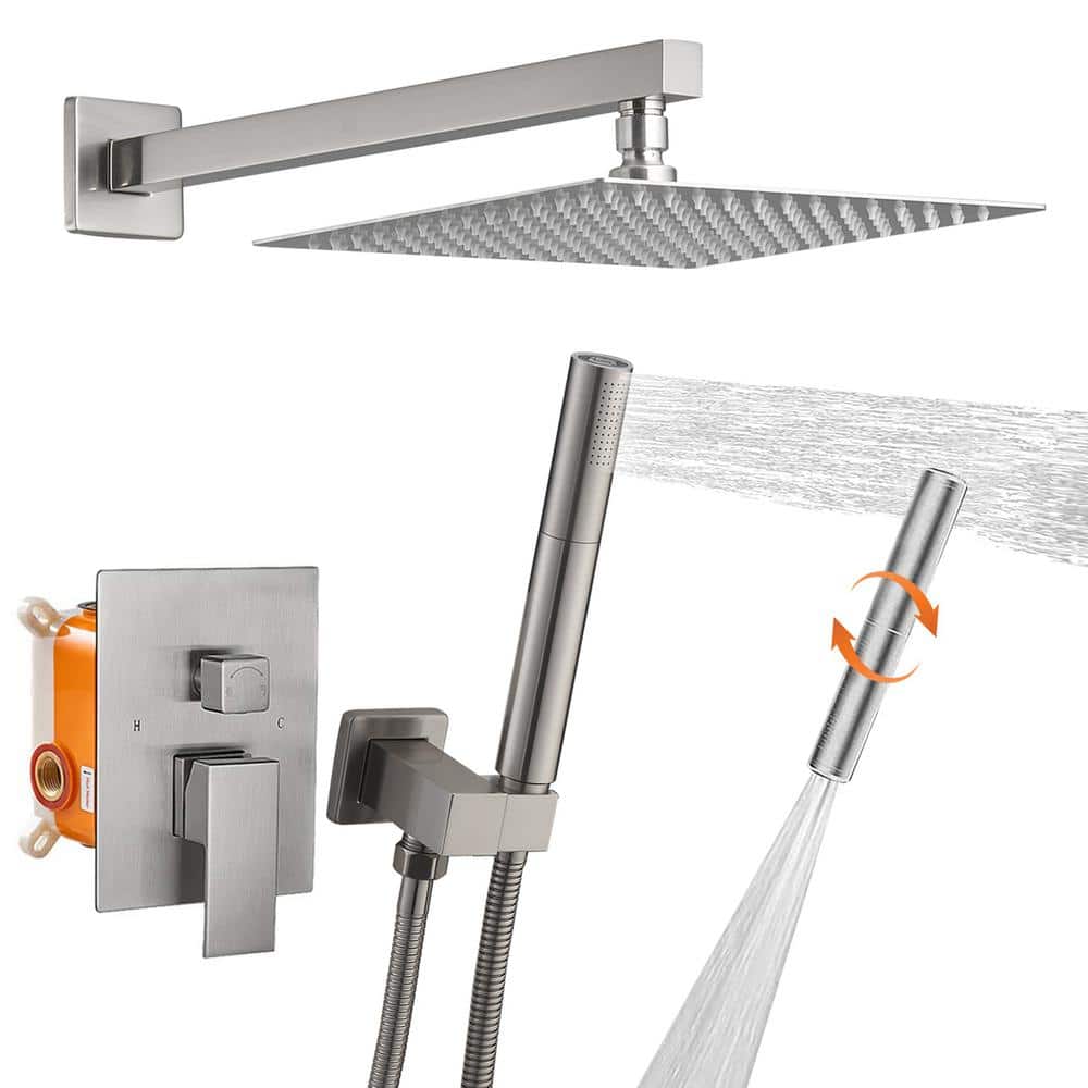 FORCLOVER 2-Spray Patterns with 2.5 GPM 12 in. Wall Mount Dual Shower ...