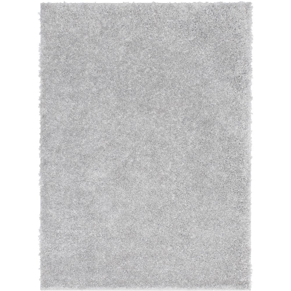 Well Woven Elle Basics Emerson Solid Shag Light Grey 5 ft. 3 in. x 7 ft ...