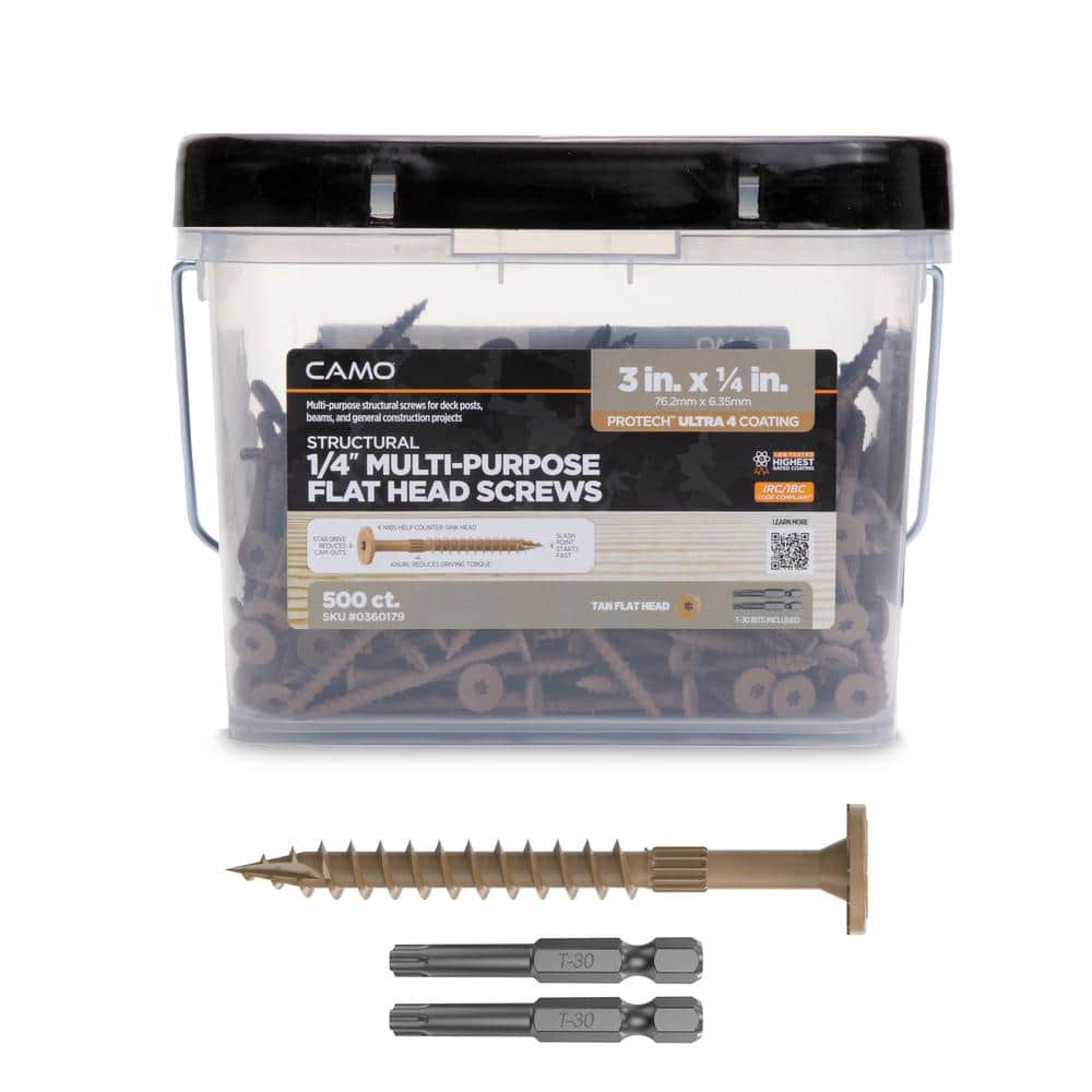 CAMO 1/4 in. x 3 in. Star Drive Flat Head Multi-Purpose Structural Wood ...