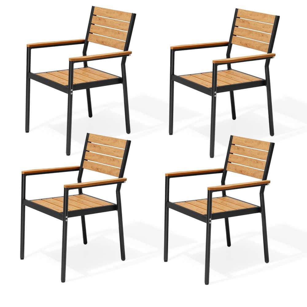 Pellebant Stackable Patio Dining Chairs Modern Aluminum Armchairs ...