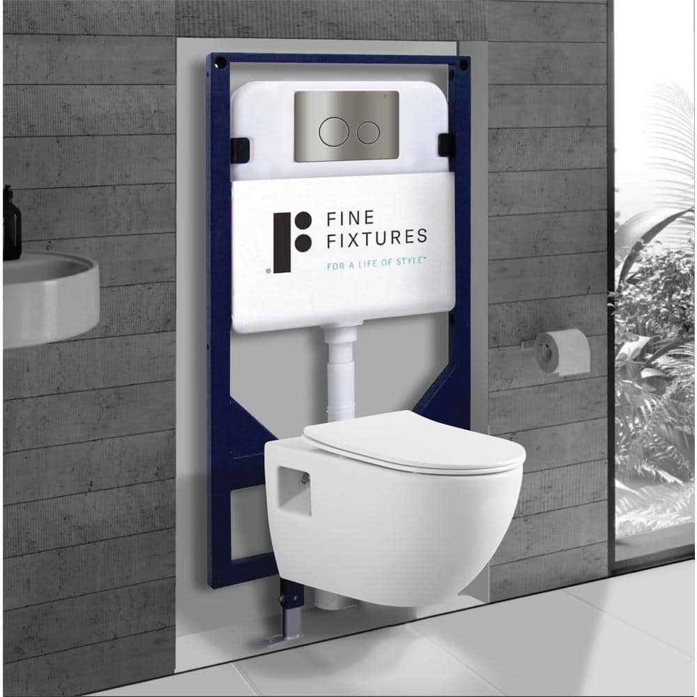 FINE FIXTURES Surge Wall-Hung 2-piece 1.6 GPF Dual Flush Toilet in ...
