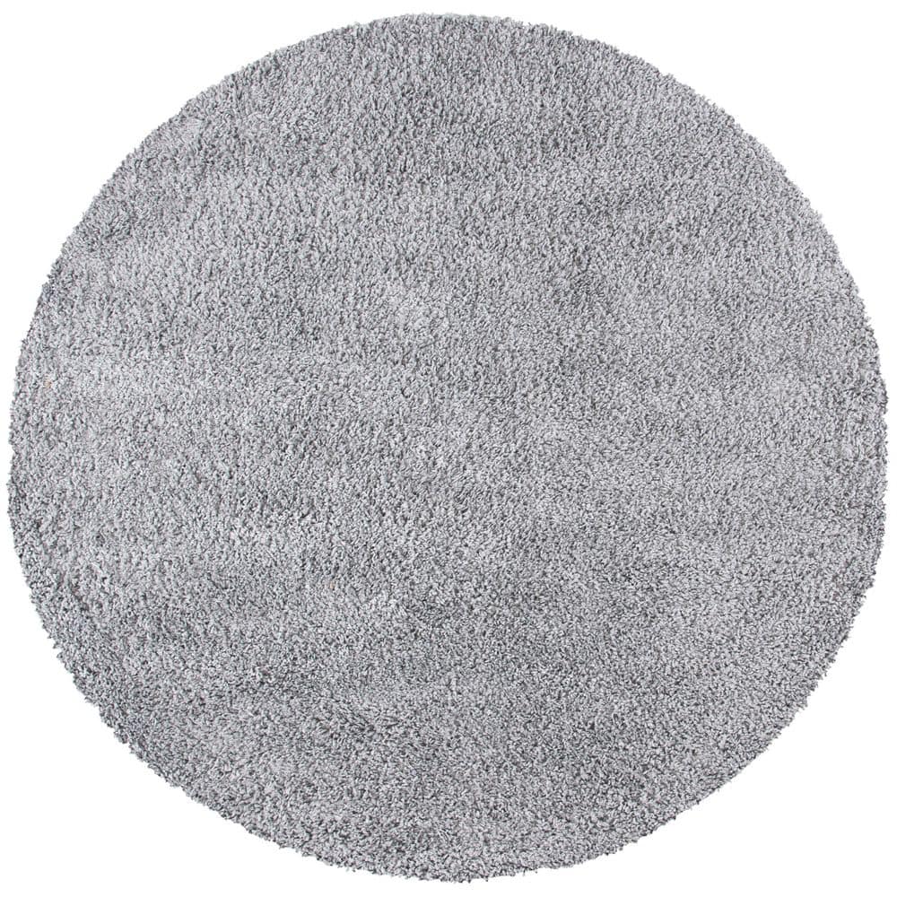 SAFAVIEH August Shag Silver 5 ft. x 5 ft. Solid Round Area Rug AUG200G ...